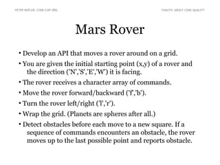 Coding Dojo: Mars Rover (2014) | PPT