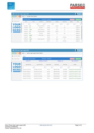 MARS User Login Logout MIS for Cisco Call Manager | PDF
