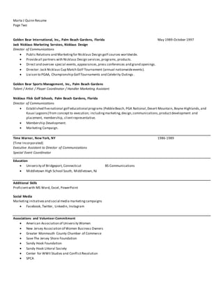 Marta joy quinn resume 2016 17 | PDF