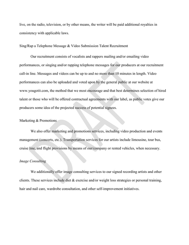 Martecia Radcliffe "You Got It Studios" Business Plan Simulation/Class ...