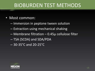 Updates to the Bioburden Standard ISO 11737-1; significant additional ...