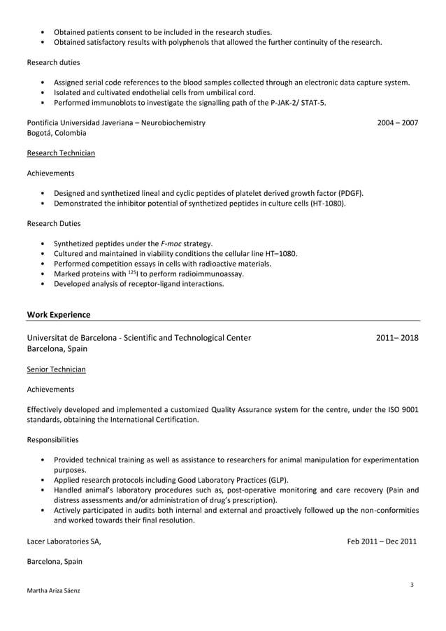 Martha ariza resume | PDF | Biological Sciences | Science