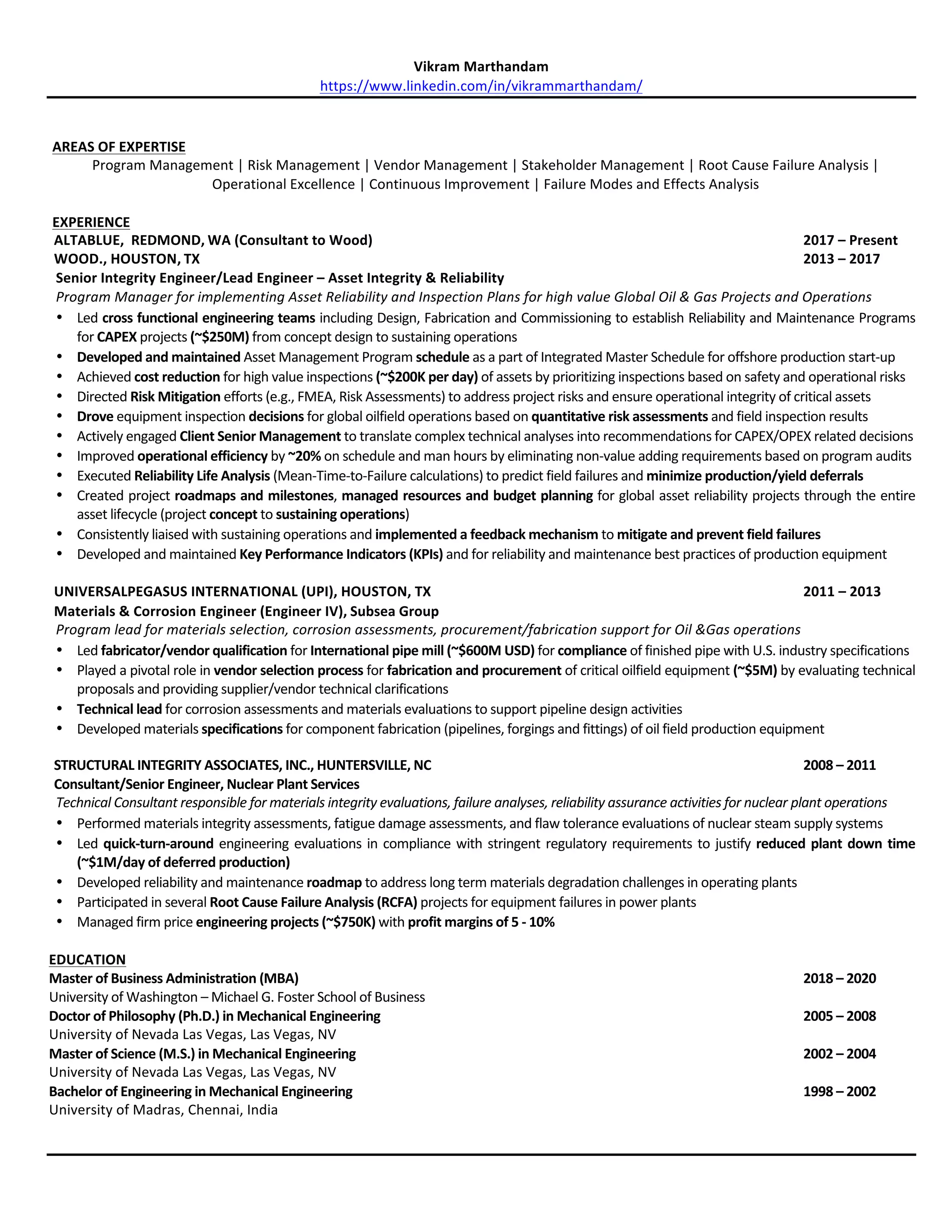 Vikram Marthandam - Resume | PDF