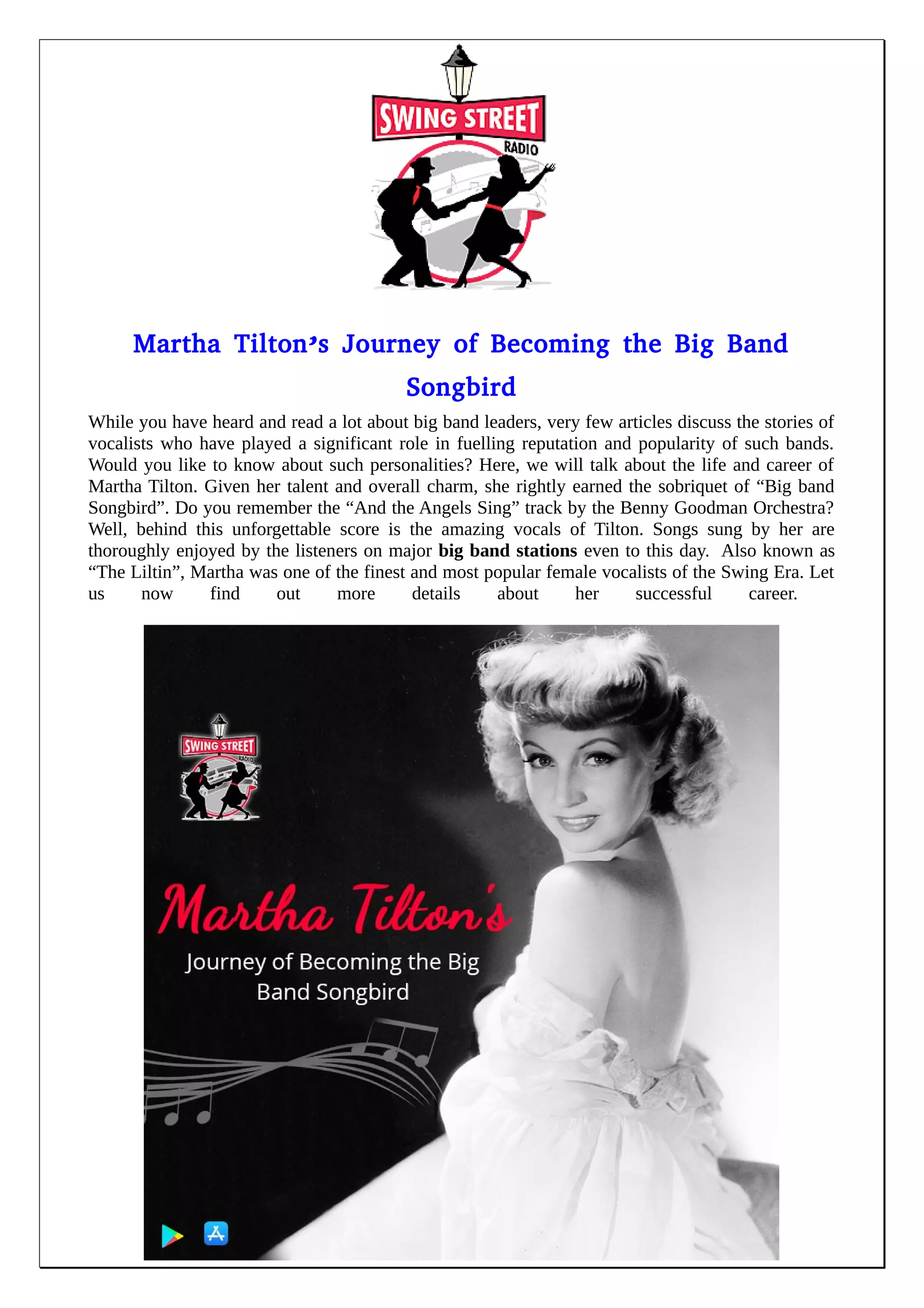 Martha Tilton’s Journey of Becoming the Big Band Songbird | PDF