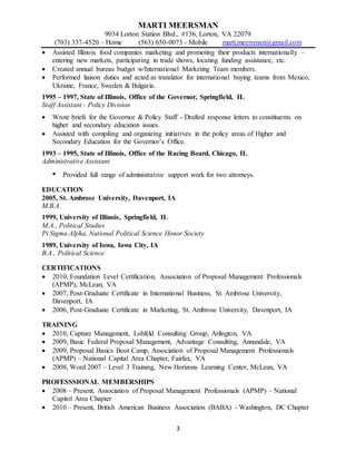 Marti Meersman Resume | DOCX | Human Resources | Business