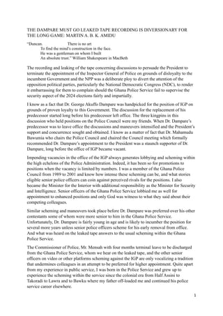 Martin Amidu on Leaked anti-IGP tape | PDF | Elections | Politics