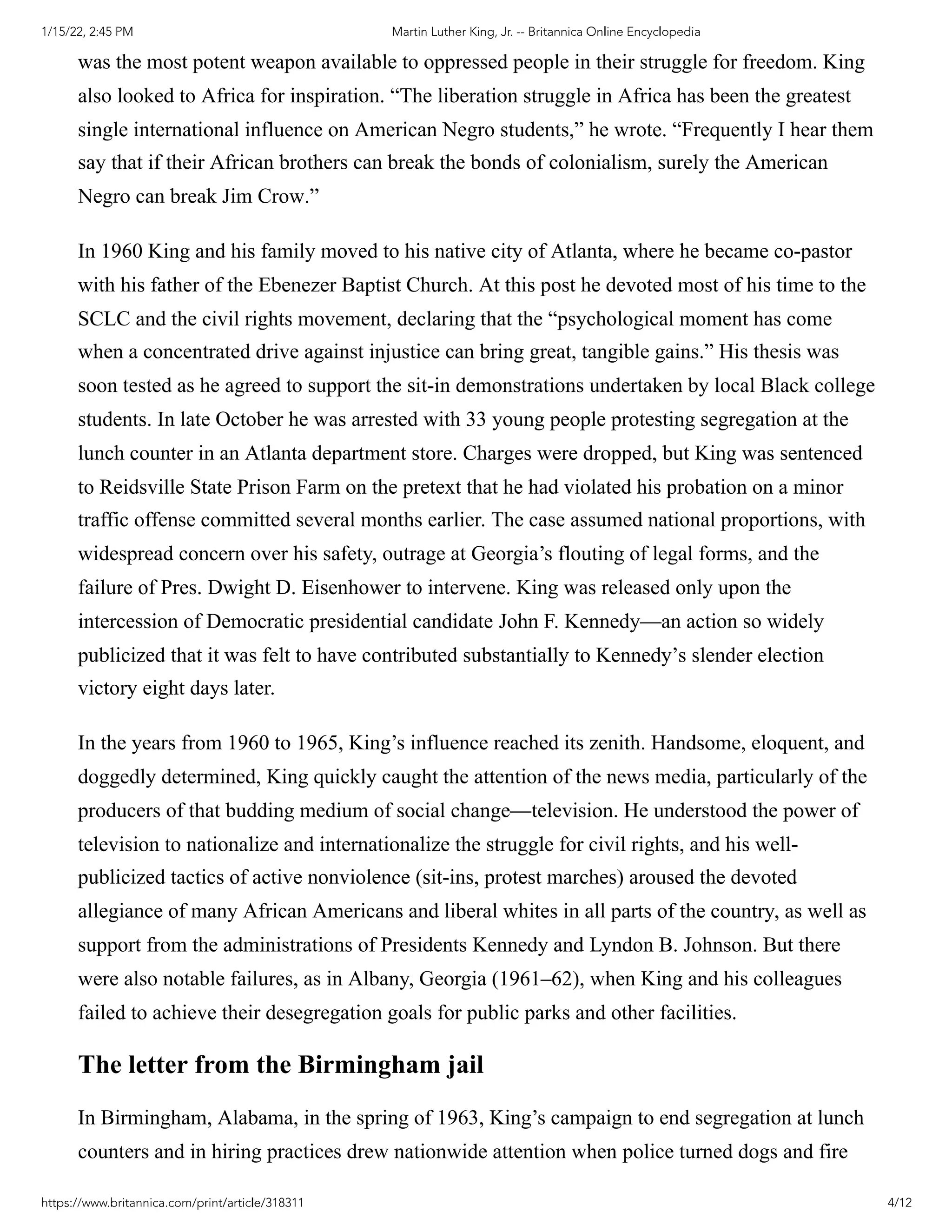 Martin Luther King Biography | PDF
