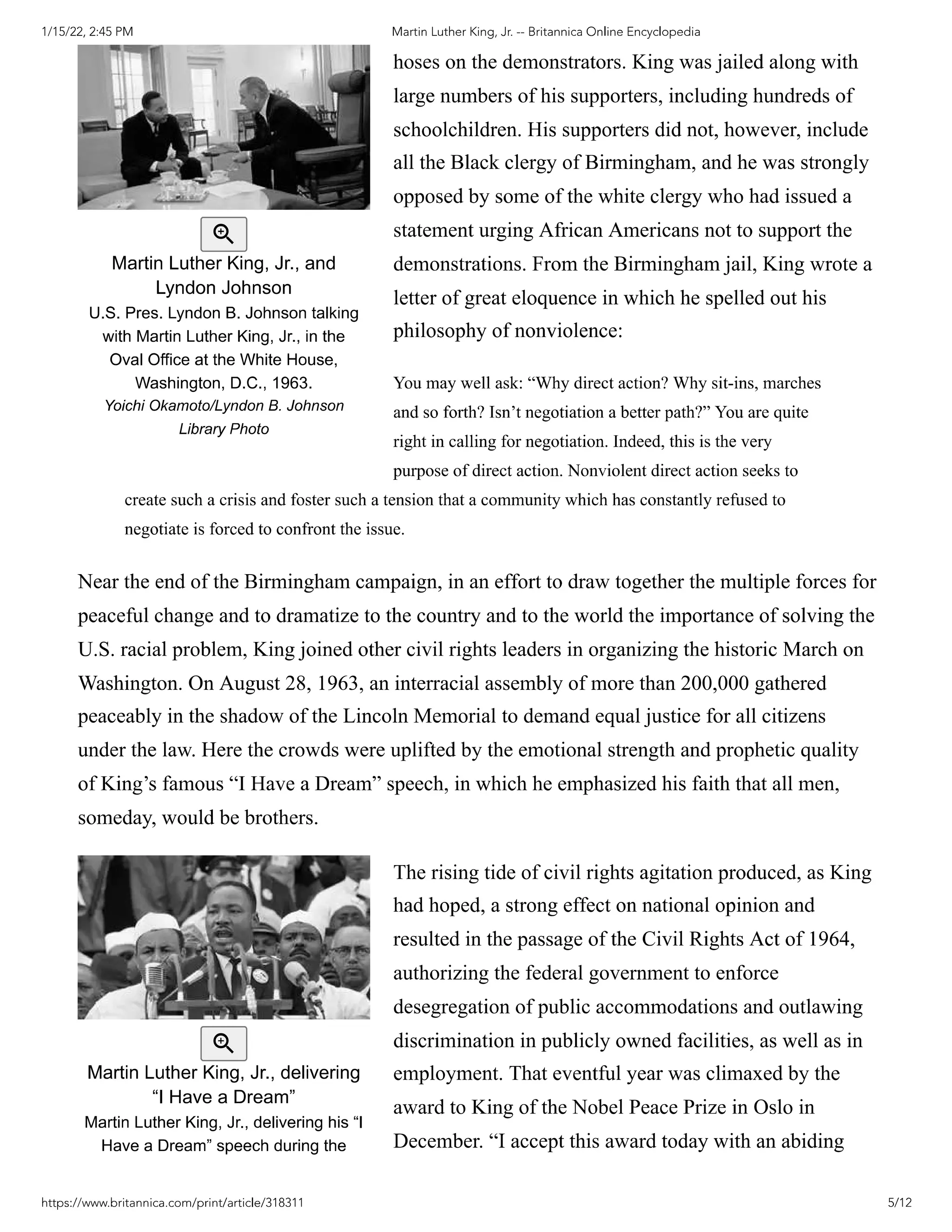 Martin Luther King Biography | PDF