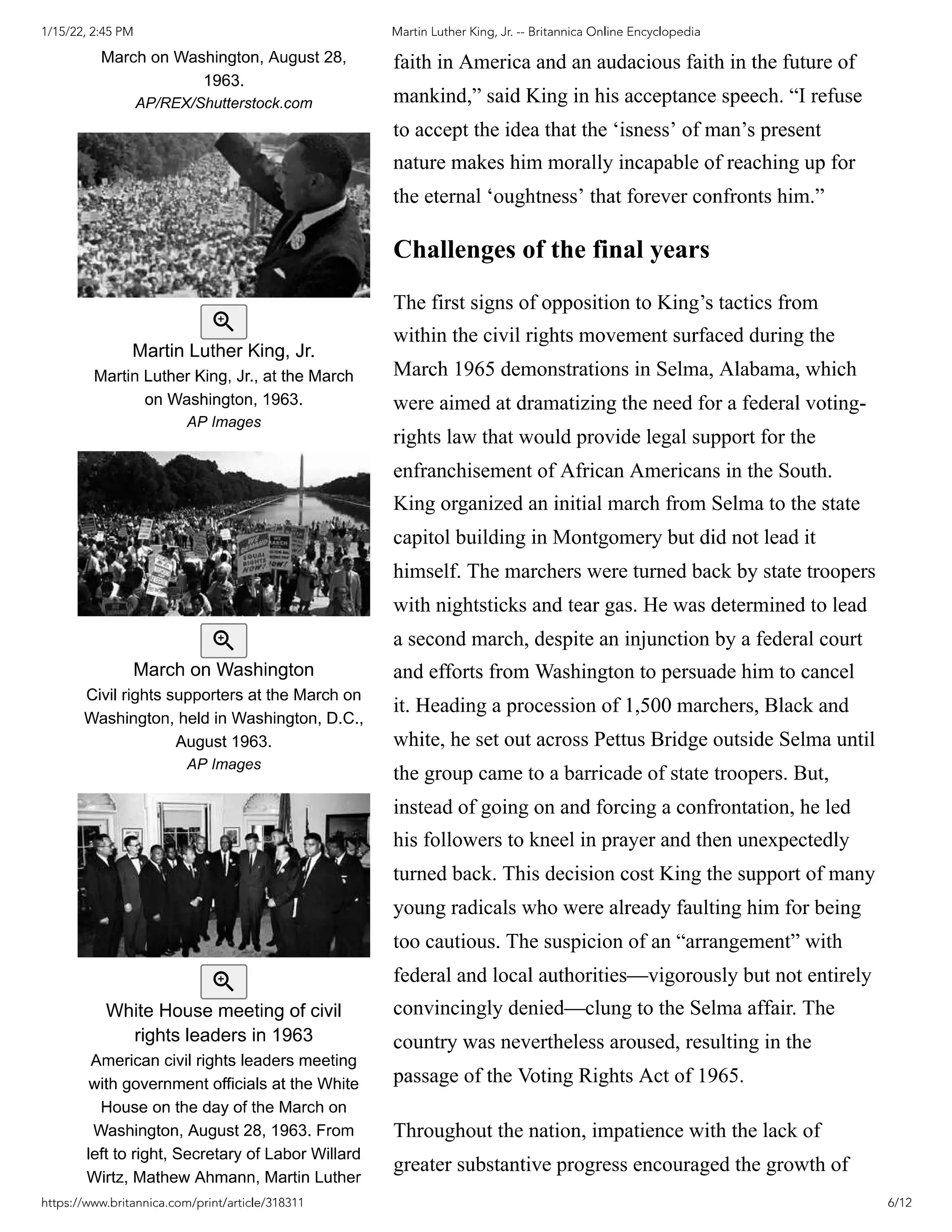Martin Luther King Biography | PDF