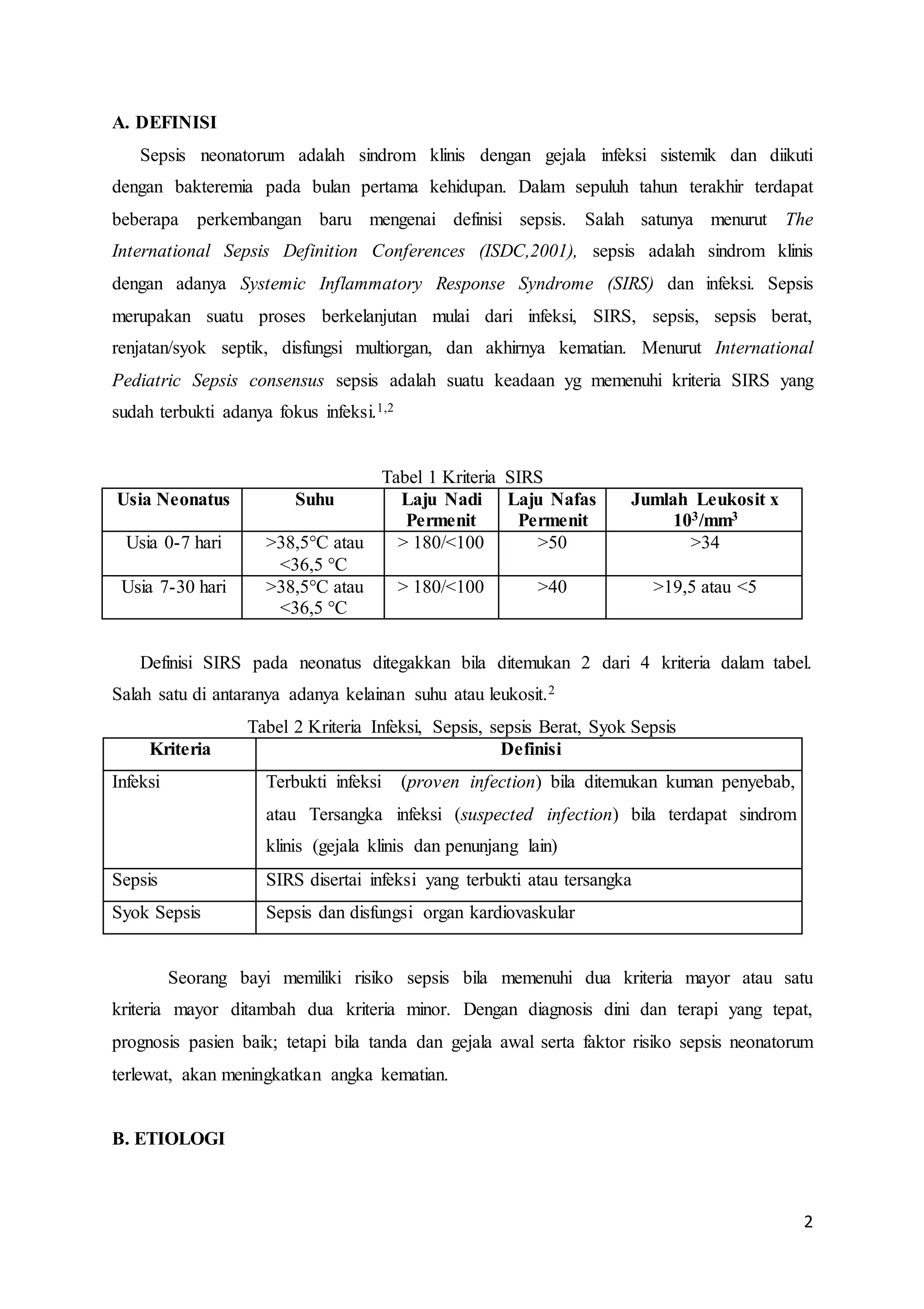 Martina patofisiologi sepsis neonatorum | DOCX