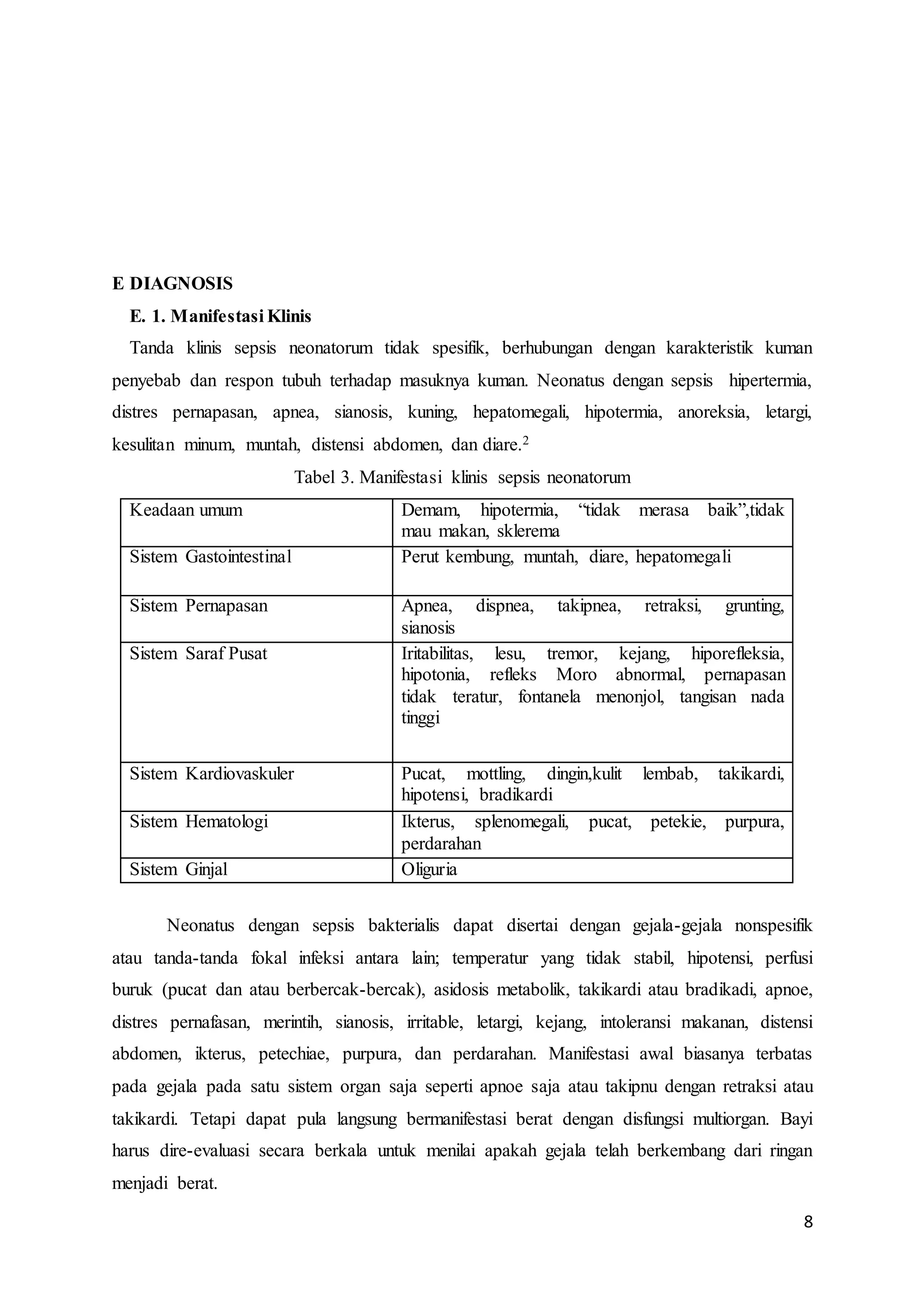 Martina patofisiologi sepsis neonatorum | DOCX