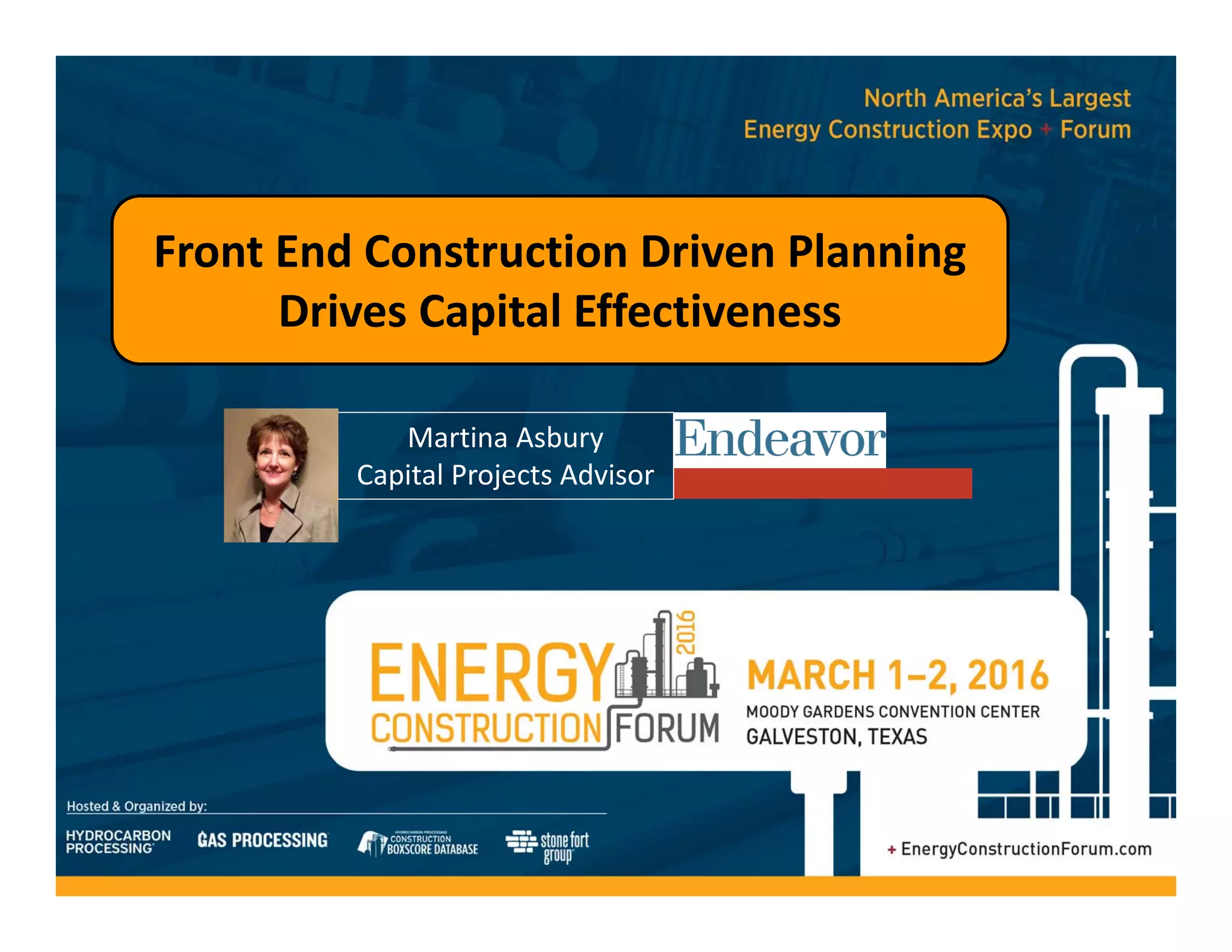 Next Generation of Front End Construction Driven Planning Provides ...