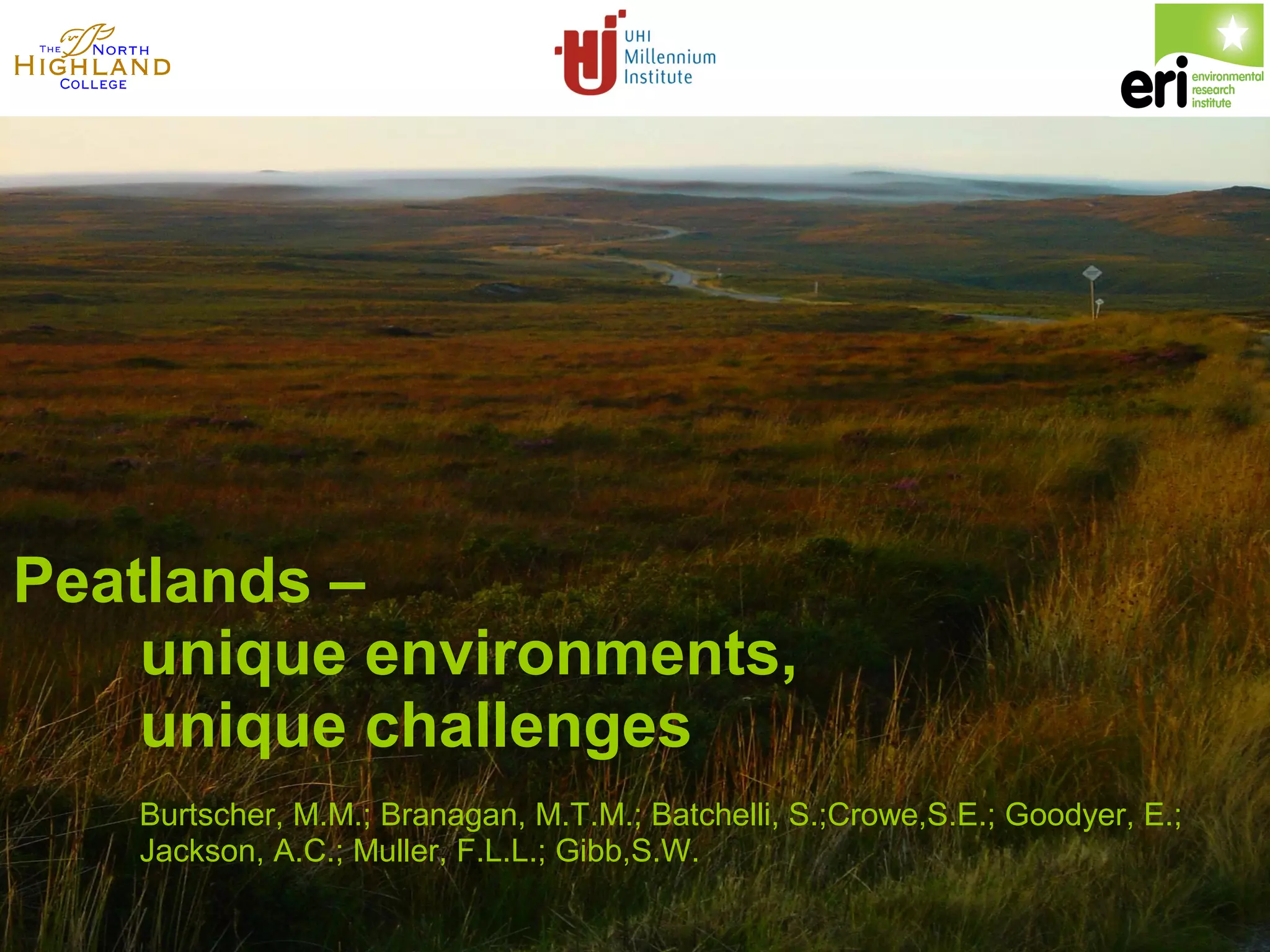 Peatlands: Unique Environments - Unique Challenges [Martina Burtscher ...