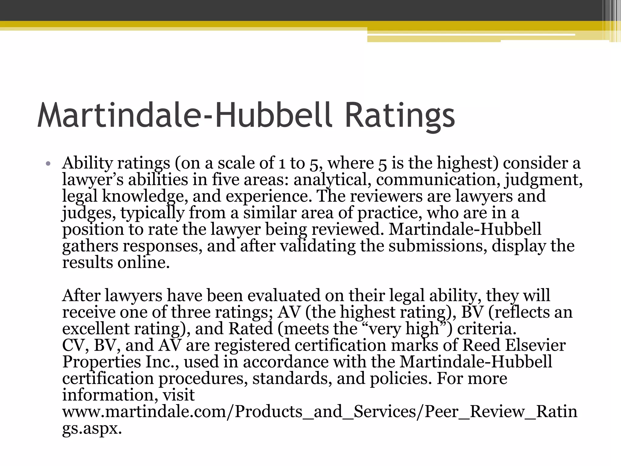 Martindale-Hubbell Ratings | PPT