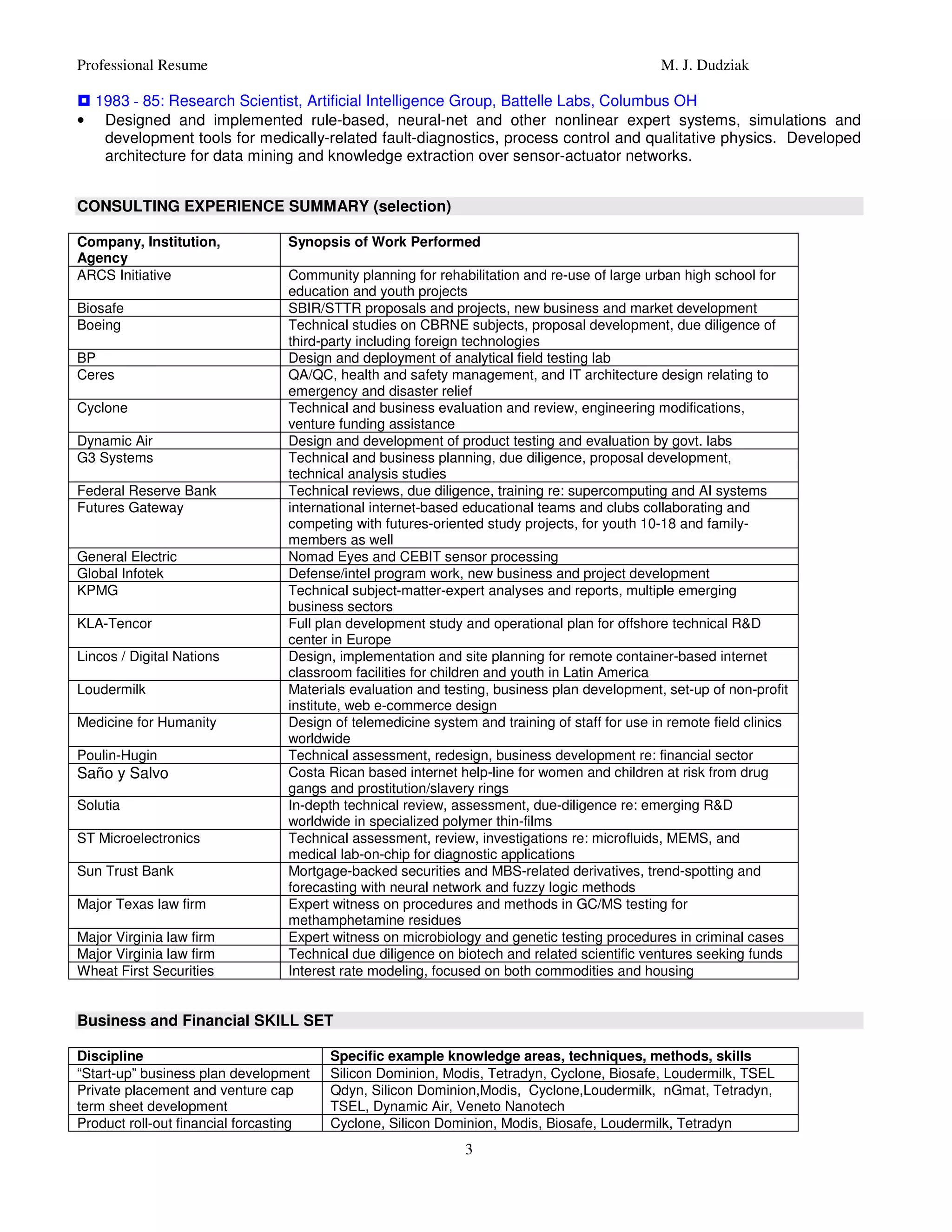 Martin Dudziak SME DD BDA Resume June2012 | PDF