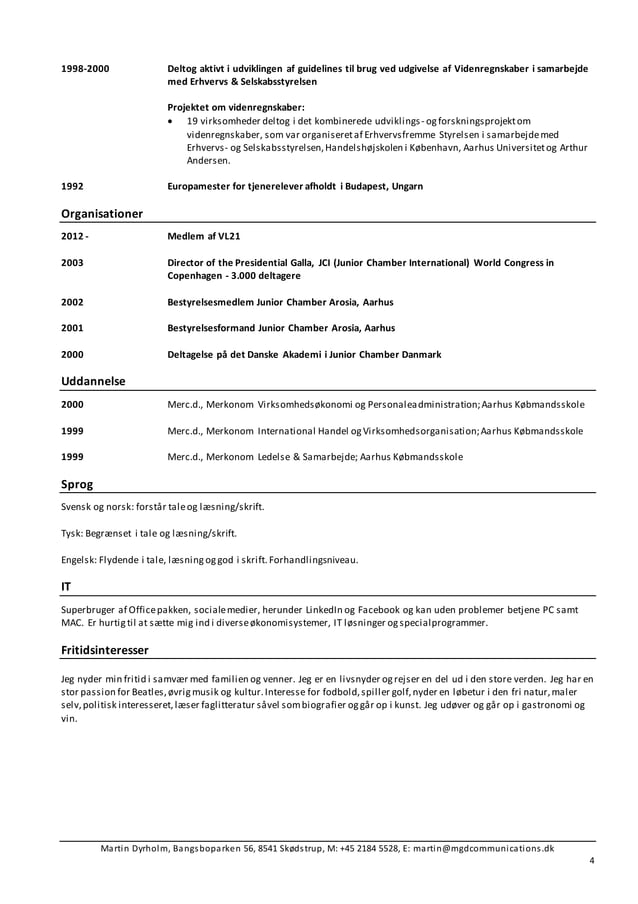 Martin dyrholm kompetencer cv 2015 | PDF