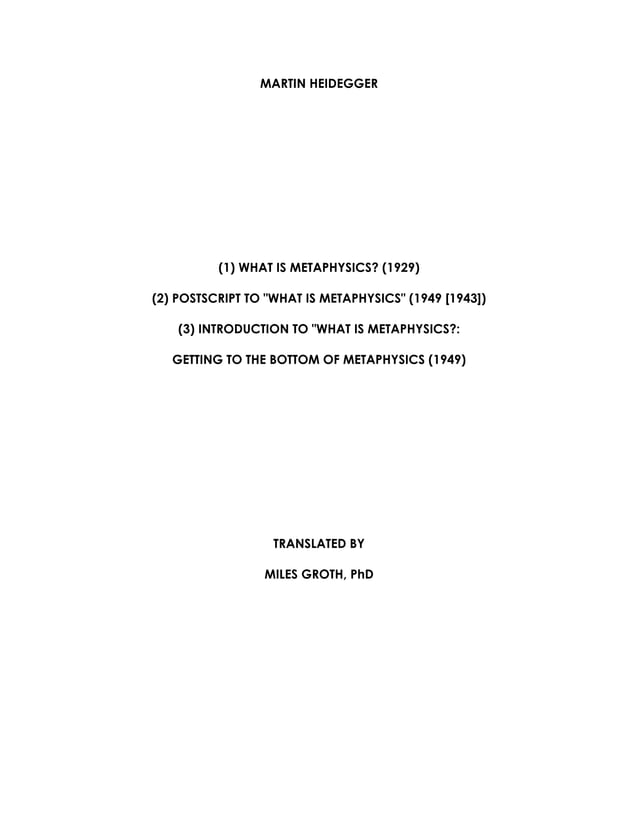Martin heidegger what is metaphysics | PDF