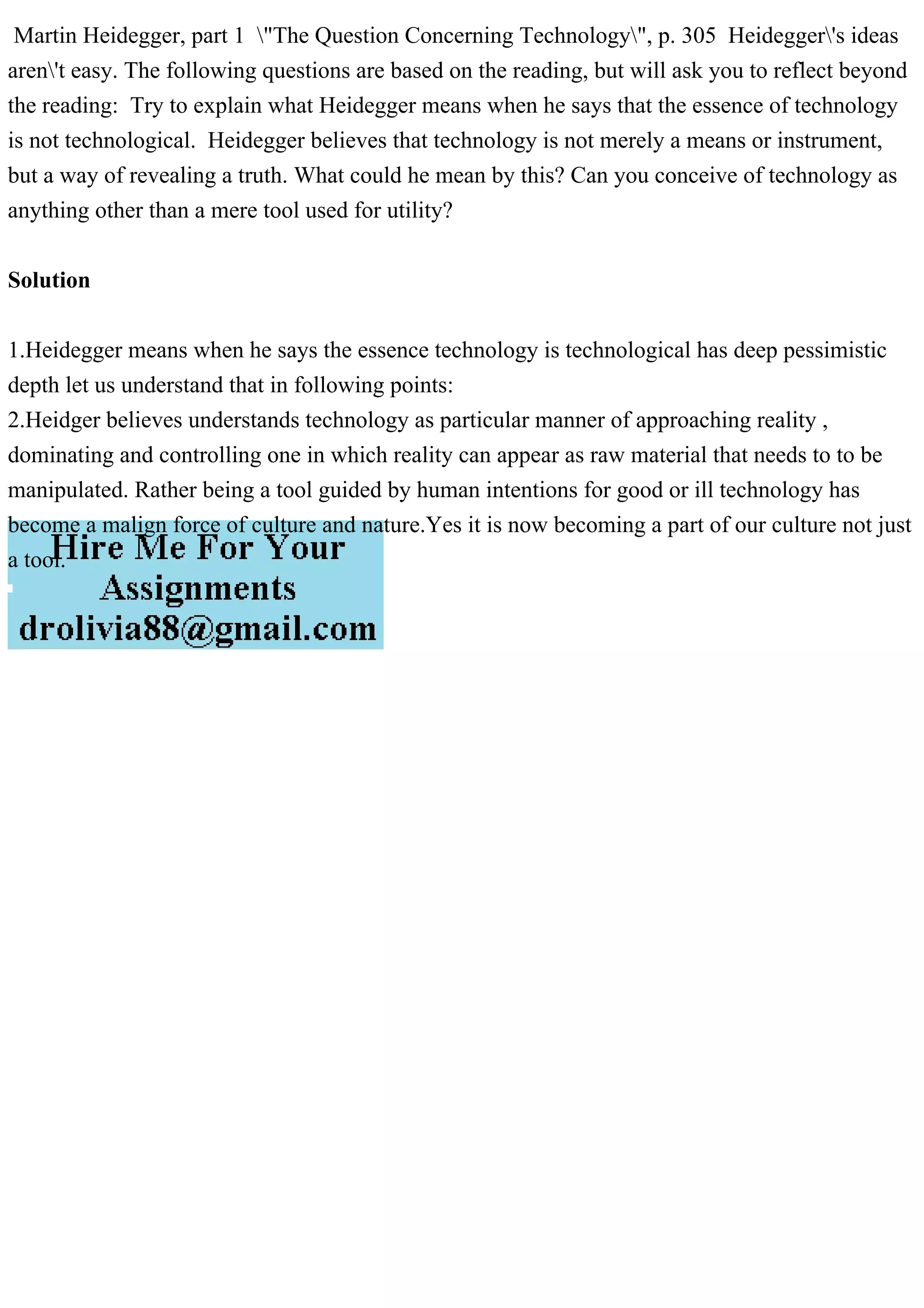 Martin Heidegger, part 1 The Question Concerning Technology, p. .pdf ... Martin Heidegger, part 1 The Question Concerning Technology, p. .pdf ...