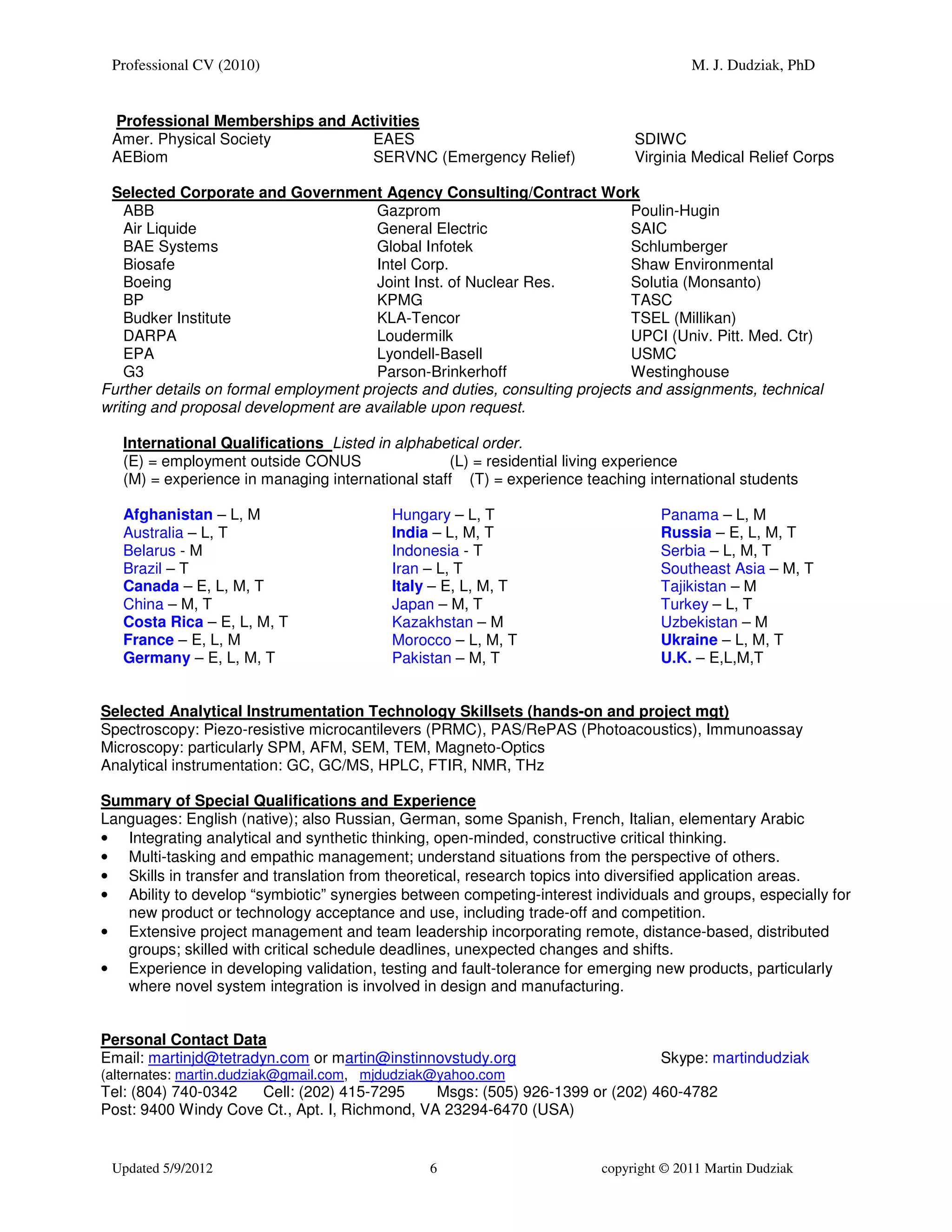 Martinjdudziak Energy Sector Resume May2012 | PDF