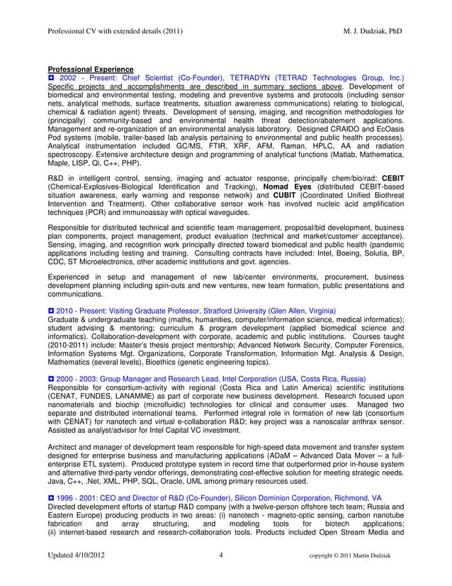 Martinjdudziak General Science Math Cv July2011 | PDF