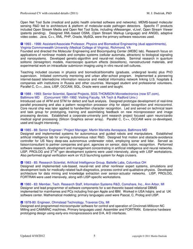 Martinjdudziak General Science Math Cv July2011 | PDF