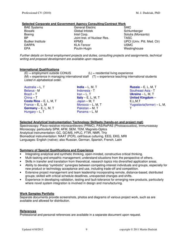 Martinjdudziak General Science Math Cv July2011 | PDF