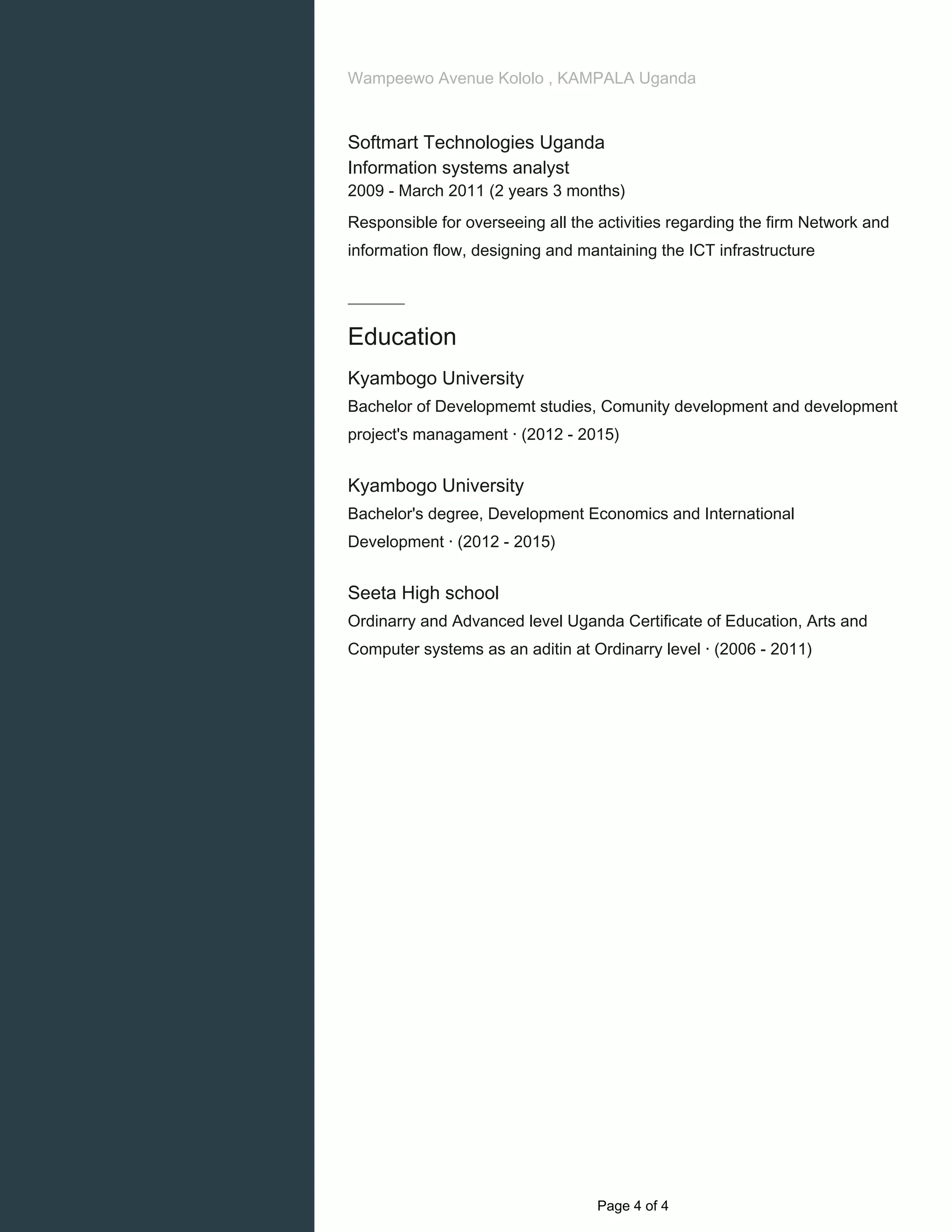 Martin lubwama kigozi profile cv | PDF