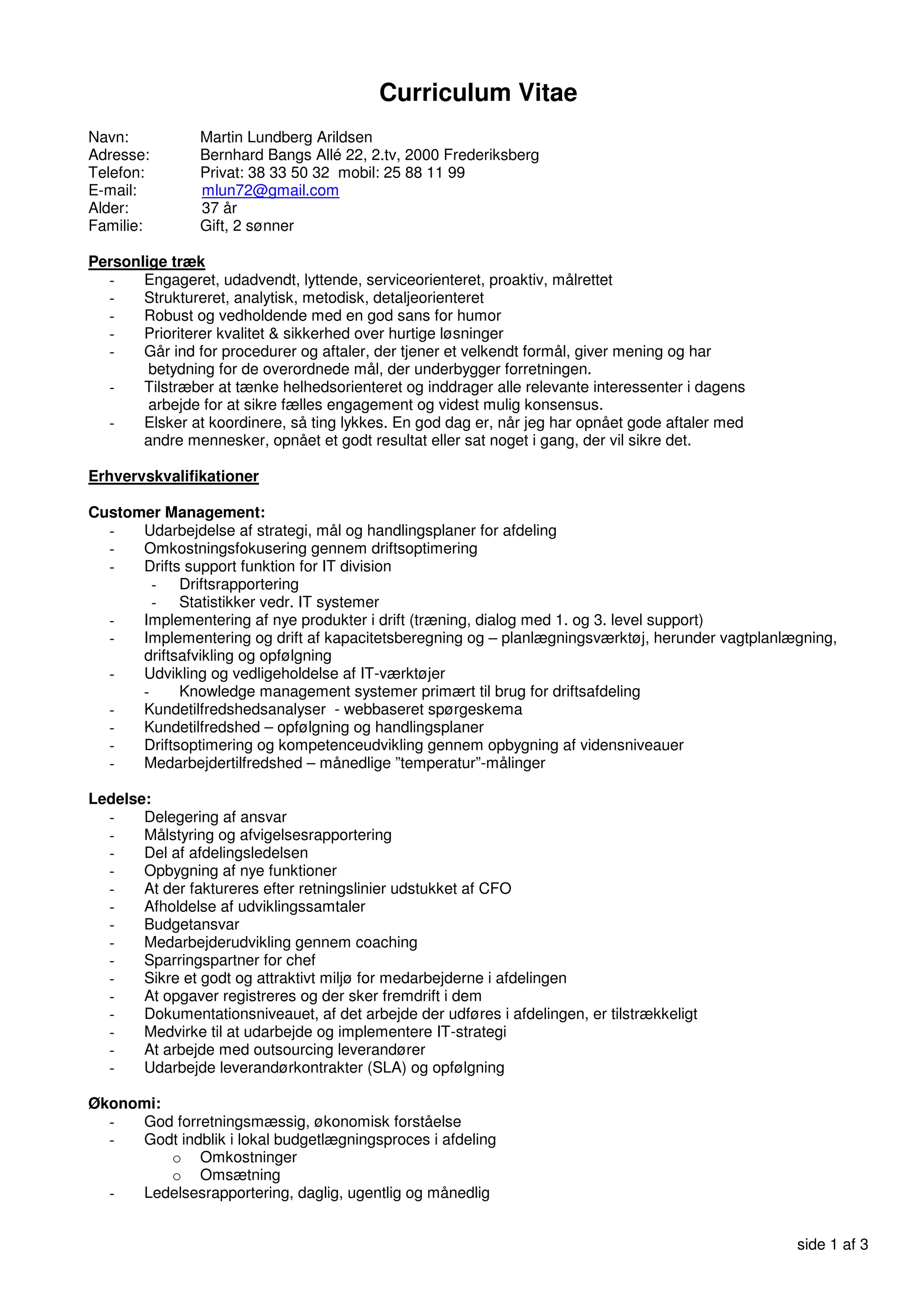 Martin Lundberg Arildsen Cv | PDF