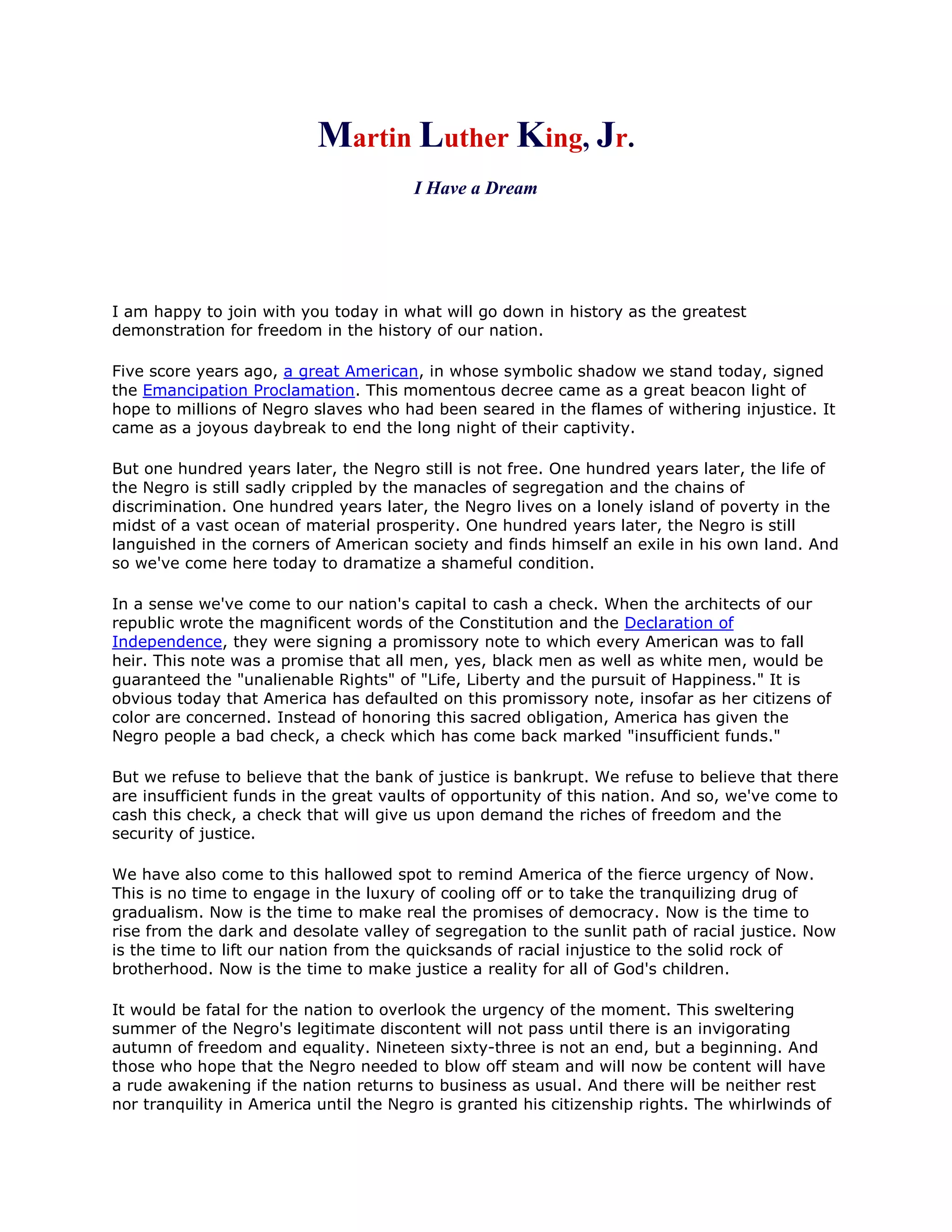 Martin Luther King I Had A Dream | DOCX