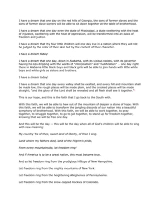Martin Luther King I Had A Dream | PDF