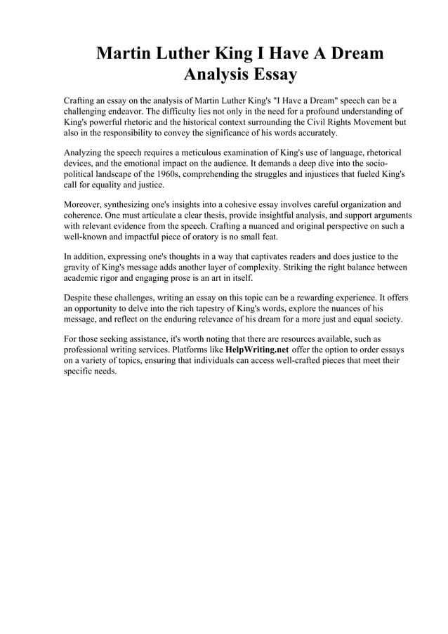 Martin Luther King I Have A Dream Analysis Essay | PDF