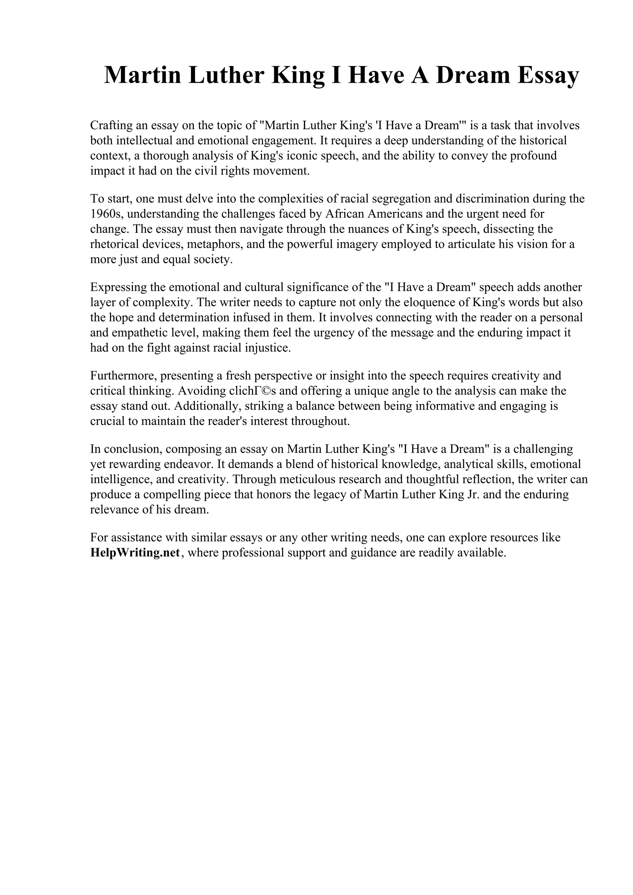 Martin Luther King I Have A Dream Essay.pdf