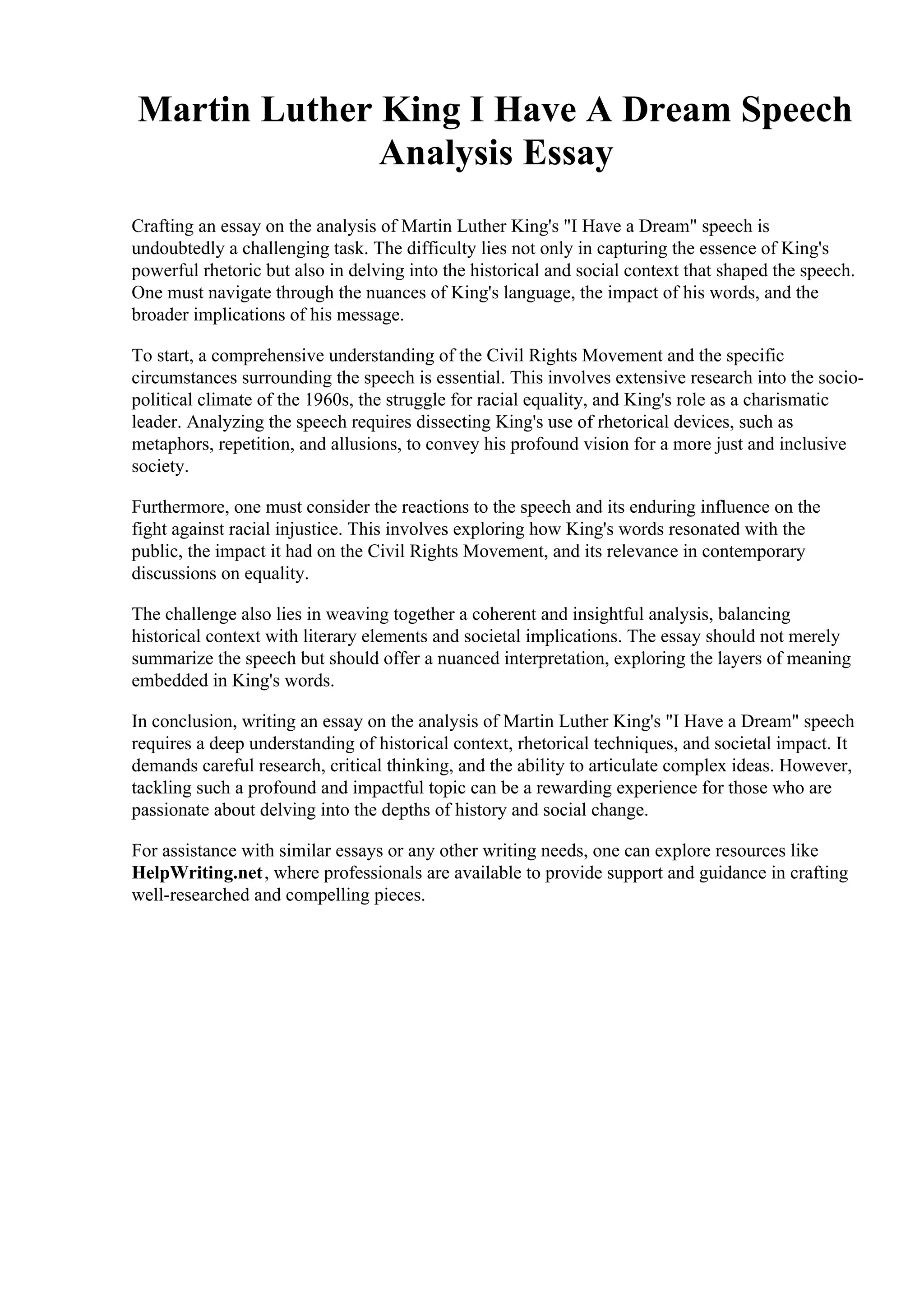 Martin Luther King I Have A Dream Speech Analysis Essay.pdf