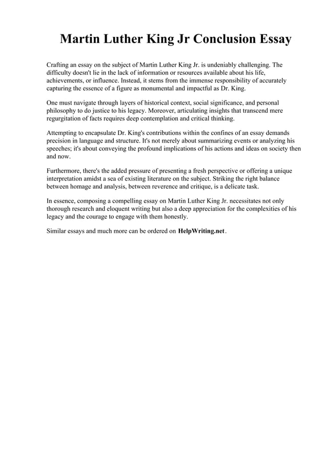 Martin Luther King Jr Conclusion Essay.pdf | Books and Literature