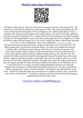Martin Luther King Jr Essay | PDF