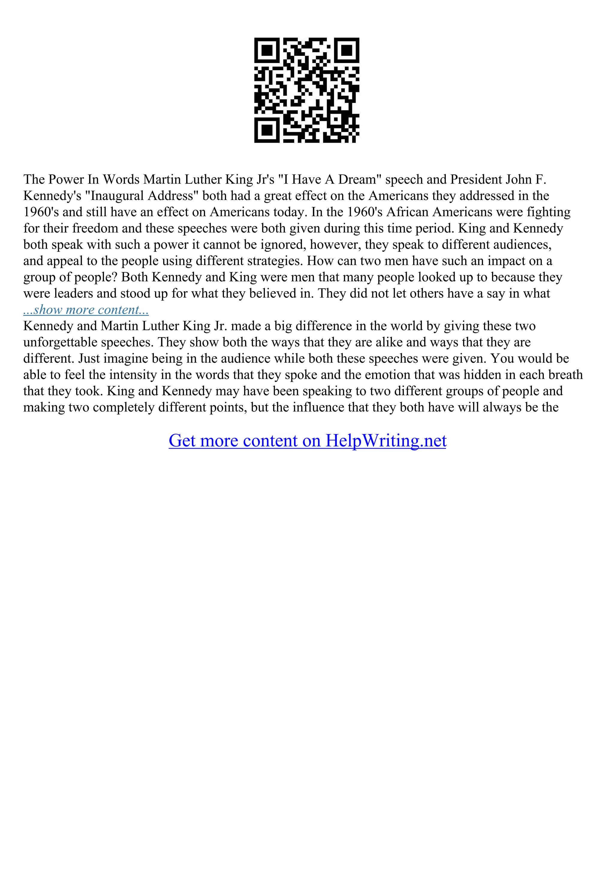 Martin Luther King Jr I Have A Dream Essay | PDF