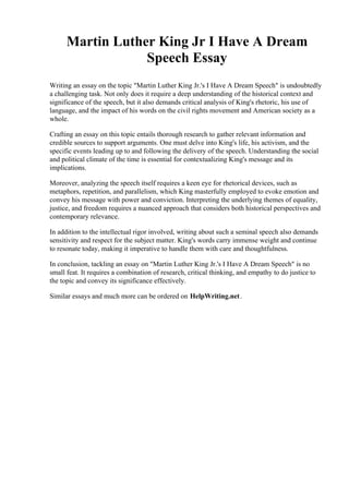Martin Luther King Jr I Have A Dream Speech Essay.pdf