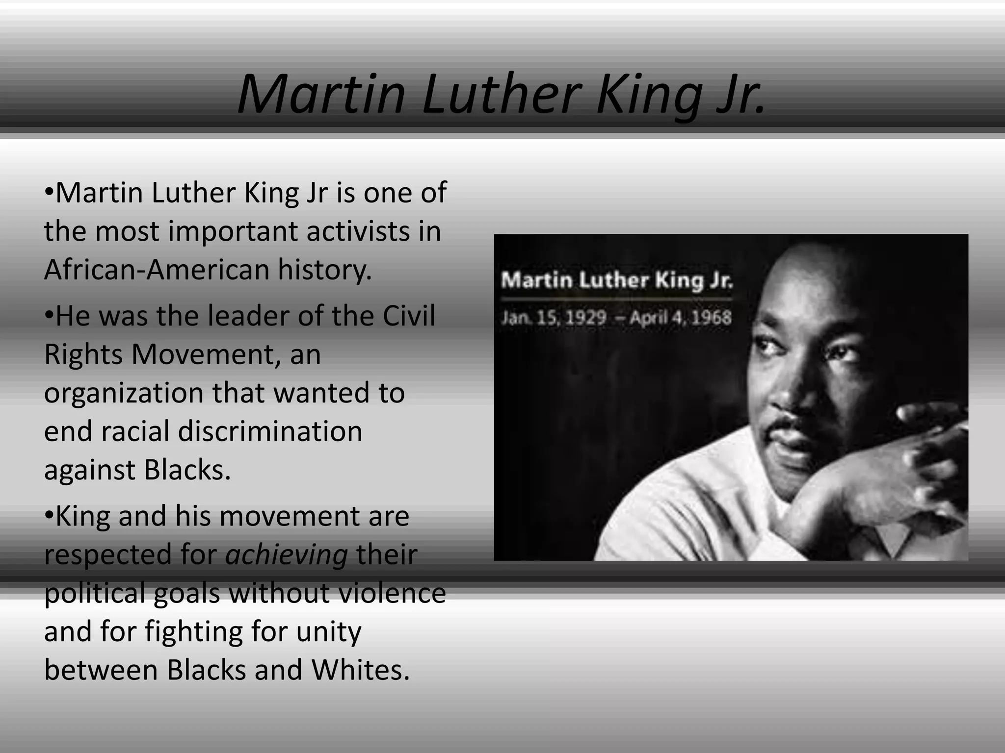 Martin luther king jr presentation | PPSX