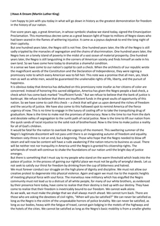 Martin luther king's speech | PDF