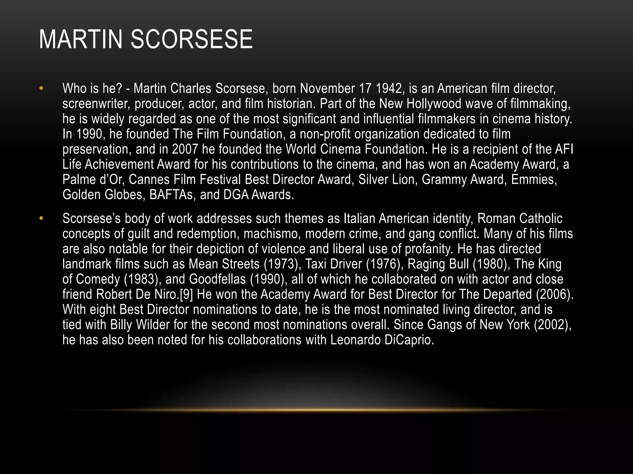 Martin scorsese gangster history | PPT