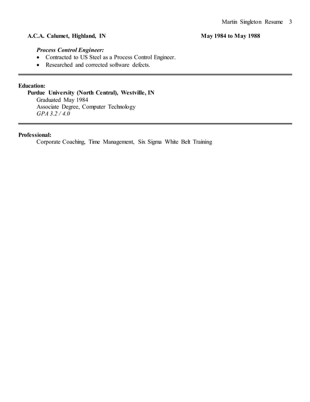 Martin Singleton Resume | PDF
