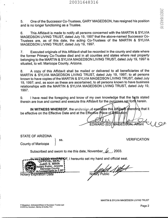 Martin & Sylvia Magedson Trust | PDF