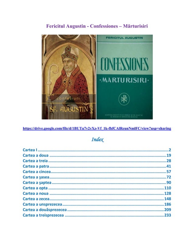 Fericitul Augustin - Confessiones – Mărturisiri | PDF