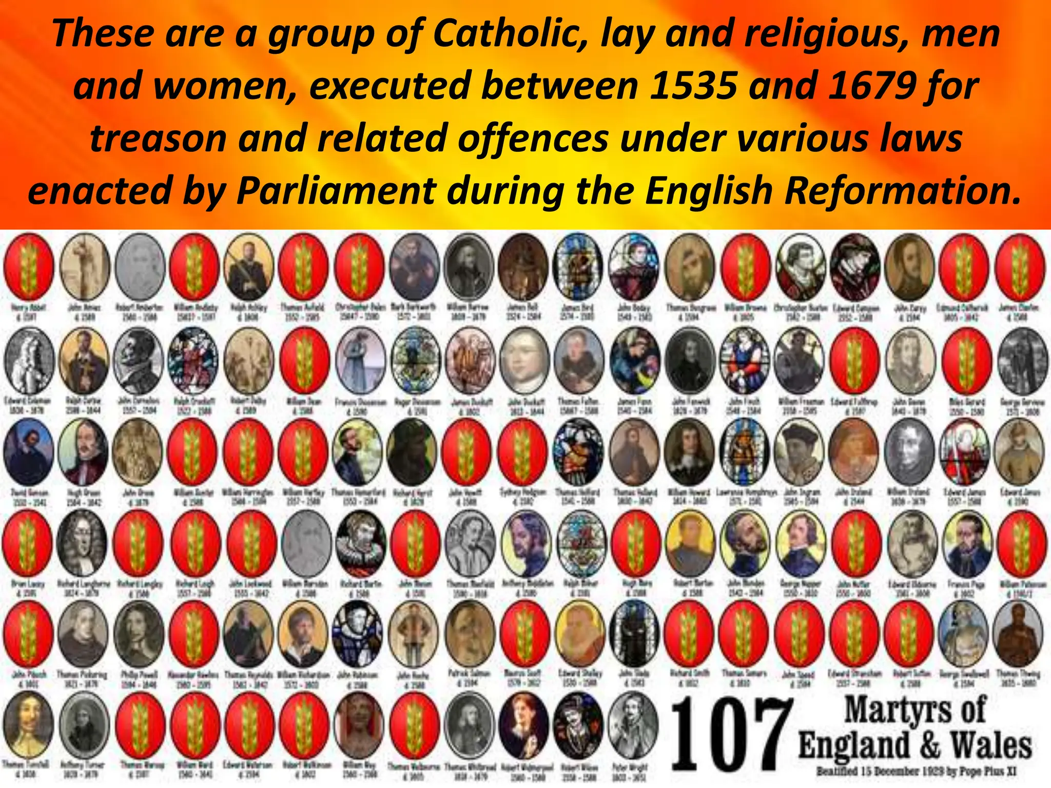 Martyrs of England and Wales in the Reformation.pptx