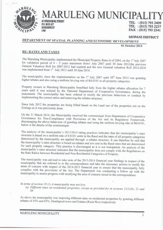 Maruleng municipality Rates and Taxes info | PDF