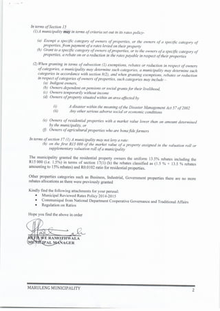 Maruleng municipality Rates and Taxes info | PDF
