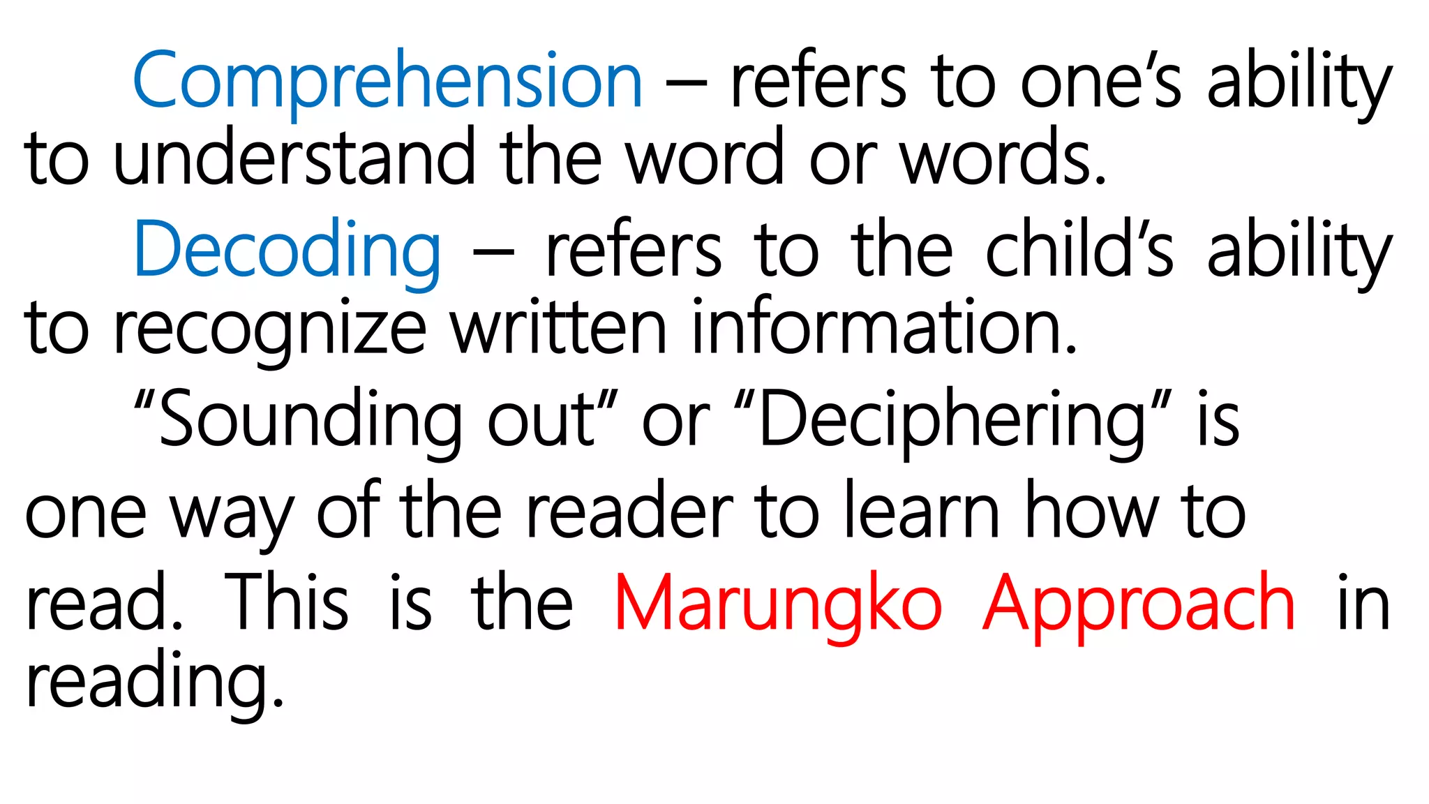 Marungko approach | PPTX