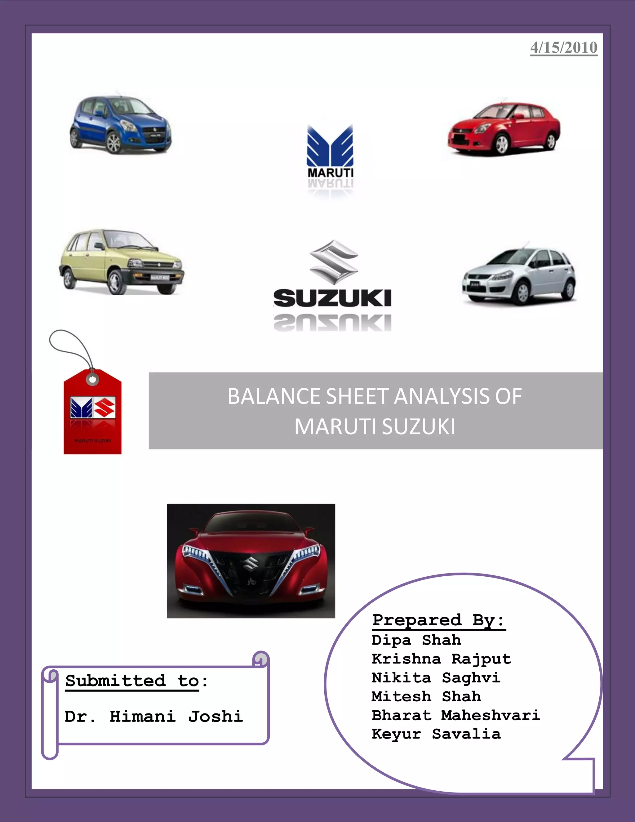 Maruti suzuki-balansheet-analysis | PDF