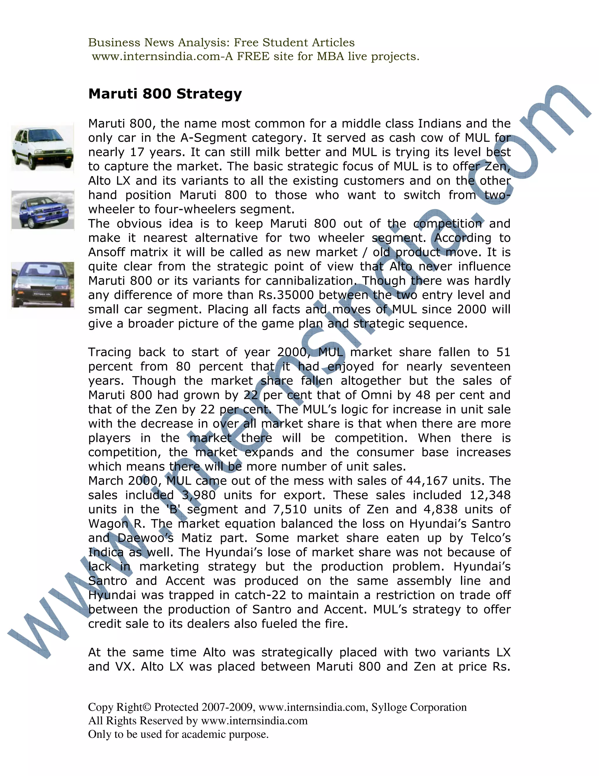 Maruti800 Case Study | PDF