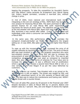 Maruti800 Case Study | PDF